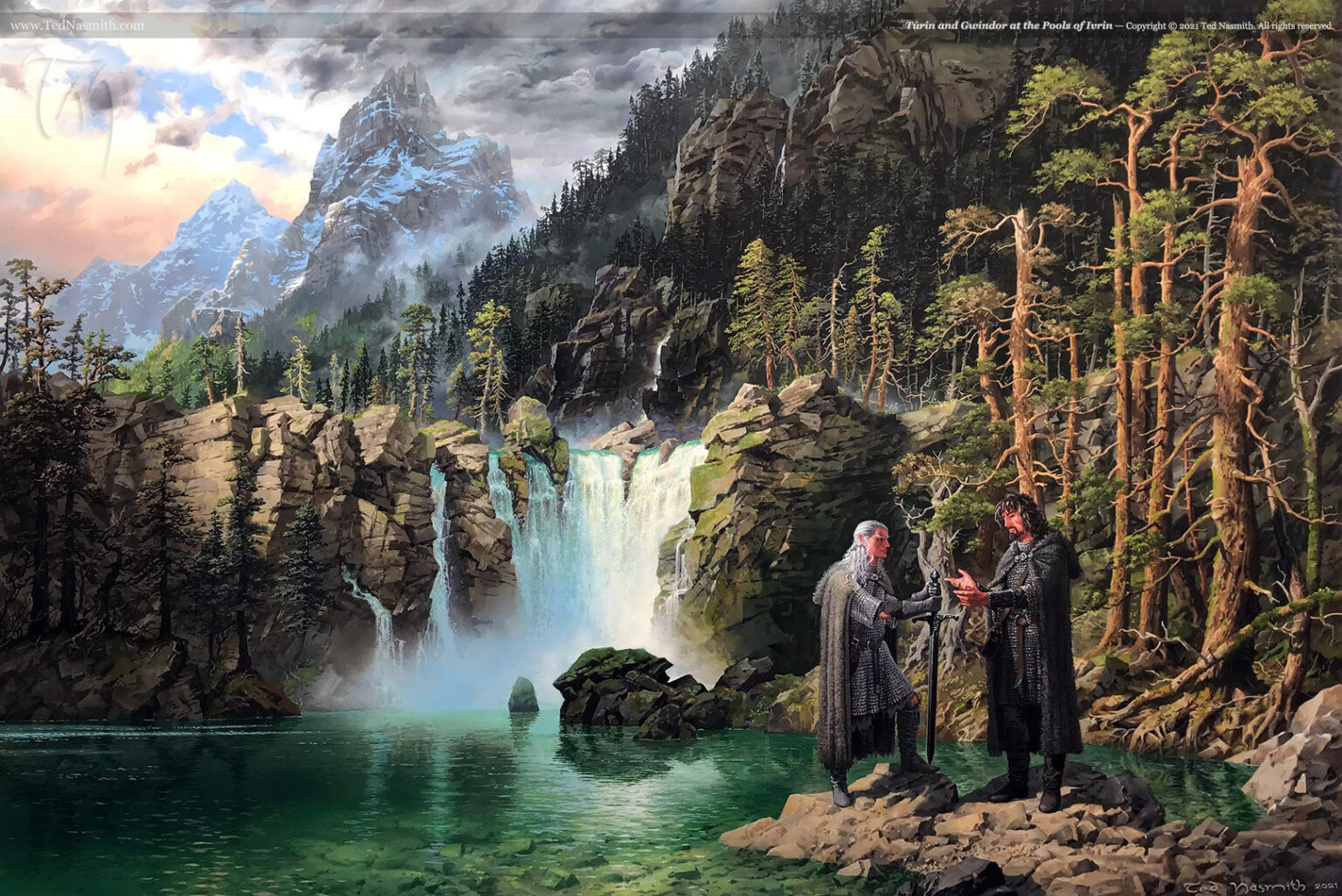 Túrin and Gwindor at the Pools of Ivrin – Ted Nasmith